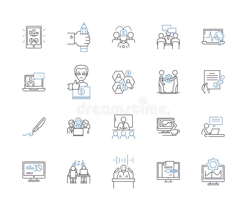 Working Team Outline Icons Collection. Collaborative, Unit, Cooperative ...