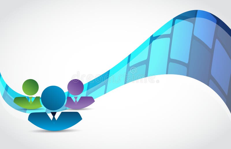 Working Team Over a Blue Modern Wave Stock Illustration - Illustration ...