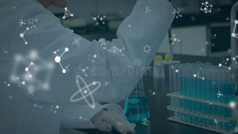 Working with Test Tubes, Scientist Analyzing Molecular Structure in ...