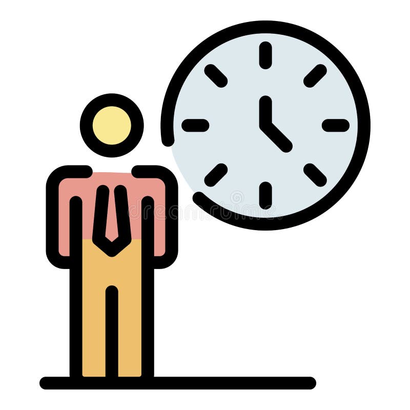 Working Time Icon Color Outline Vector Stock Vector - Illustration of ...