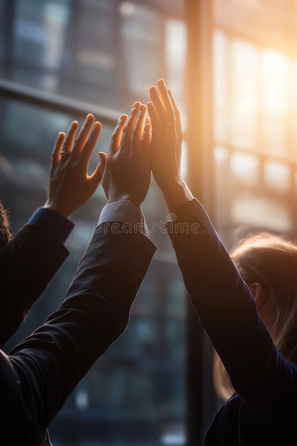 A Working Together Concept with Hands in the Air, Stock Illustration ...