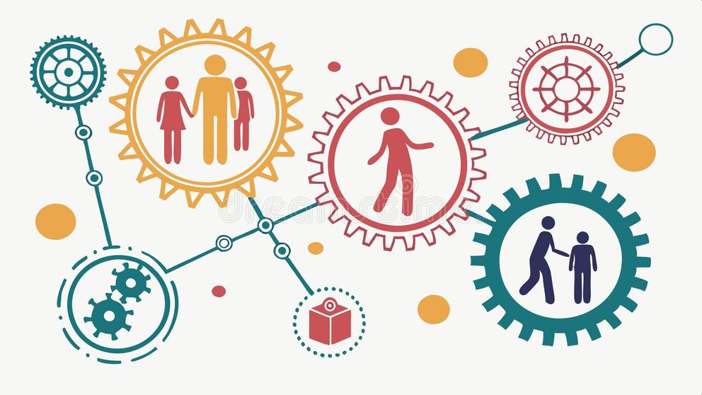 Teamwork Gear Process, Illustrating Collaboration Mechanism and Working ...