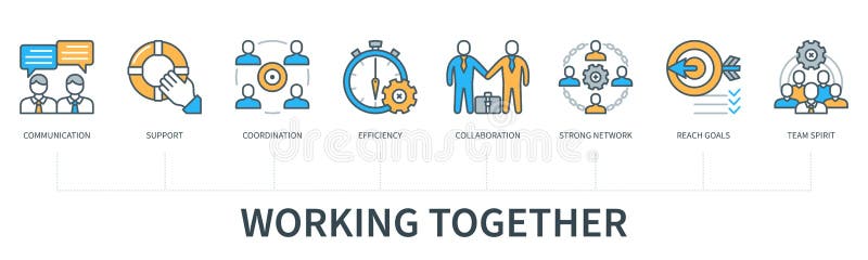 Working Together Concept Web Vector Infographics Stock Illustration ...