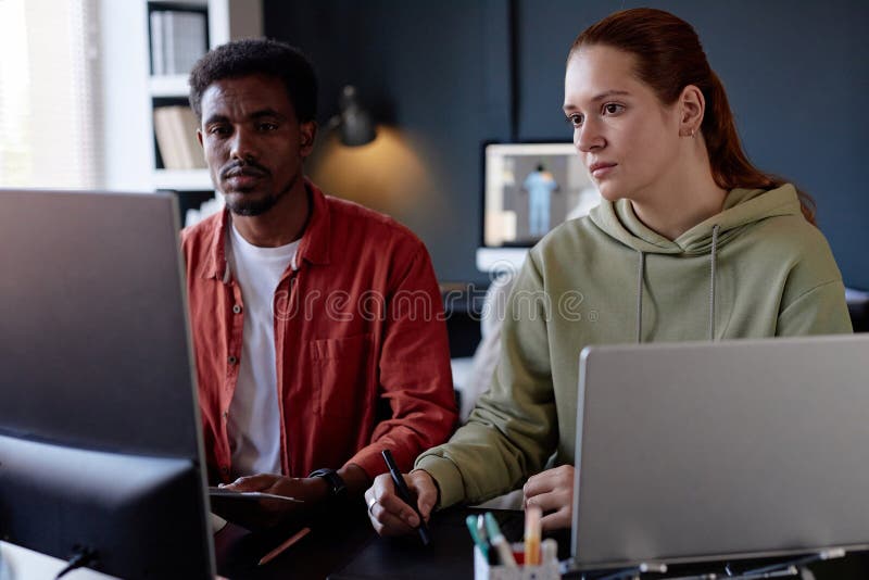 Working Together on Office Project in Modern Workspace Stock Image - Image of collaborate ...