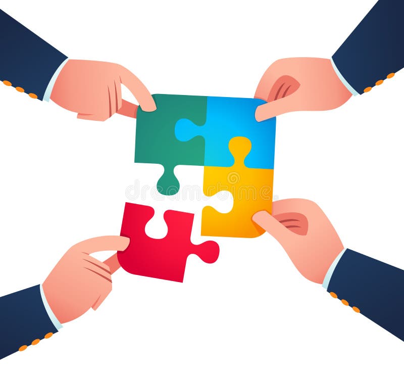 Working Together To Uniting Puzzle Piece Stock Vector - Illustration of ...