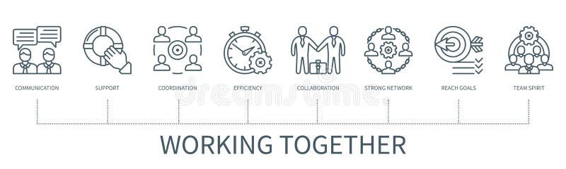 Working Together Vector Infographic in Minimal Outline Style Stock ...