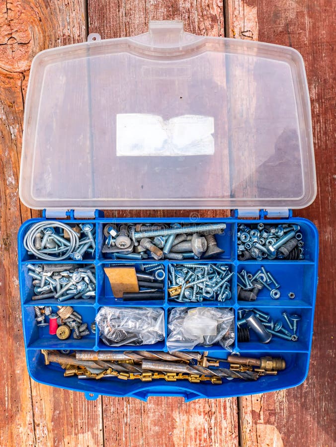 Working Tool Plastic Case with Bolts and Nuts Stock Image - Image of ...
