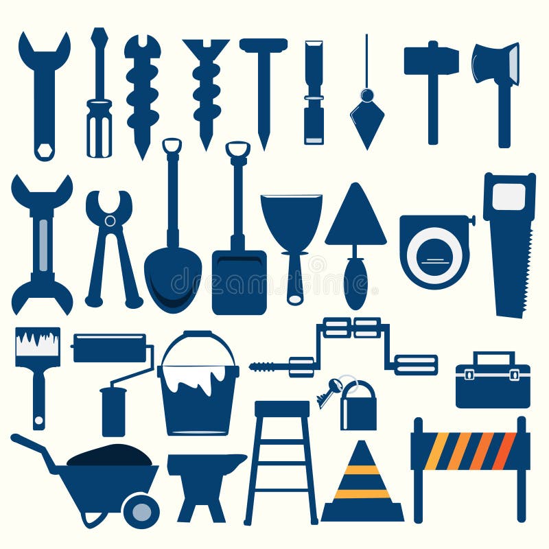 Construction Tool Silhouette Vector Stock Vector - Illustration of ...