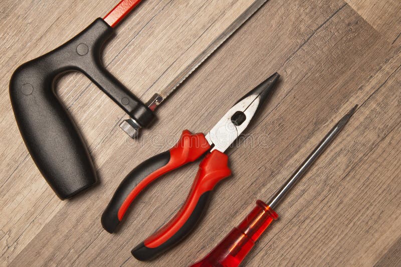 Working tools on a board stock image. Image of close - 23774839