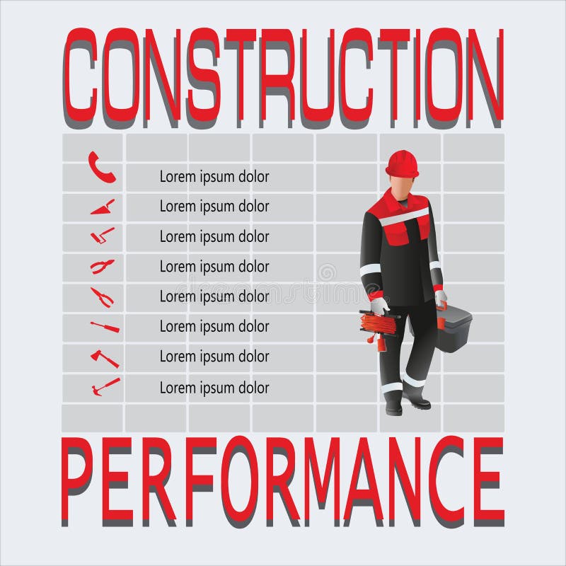 Working with the Tools. Construction and Performance Stock Vector ...