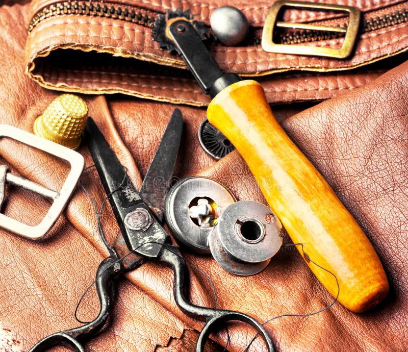 Tools of a Tanner for Working with Leather Stock Photo - Image of ...