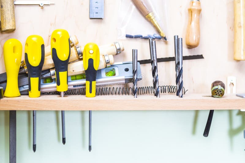 Working Tools on Display in Workshop Indoors Stock Image - Image of ...