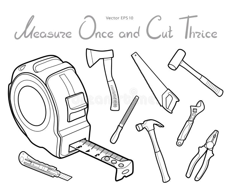 Working Tools Icon Set Vector Illustration Line Art Stock Vector ...