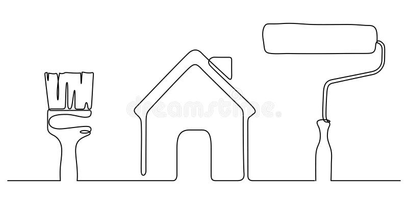 Working Tools Painter Craftsman Top View Continuous Line Stock Vector ...