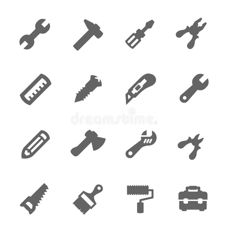 Tools Icons - Black and White Stock Vector - Illustration of household ...