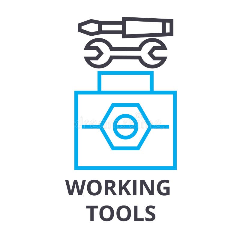 Working Tools Thin Line Icon, Sign, Symbol, Illustation, Linear Concept ...