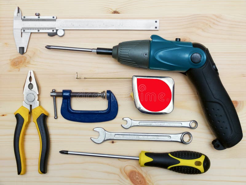 Working Tools on Wooden Desk Stock Image - Image of calliper, concept ...