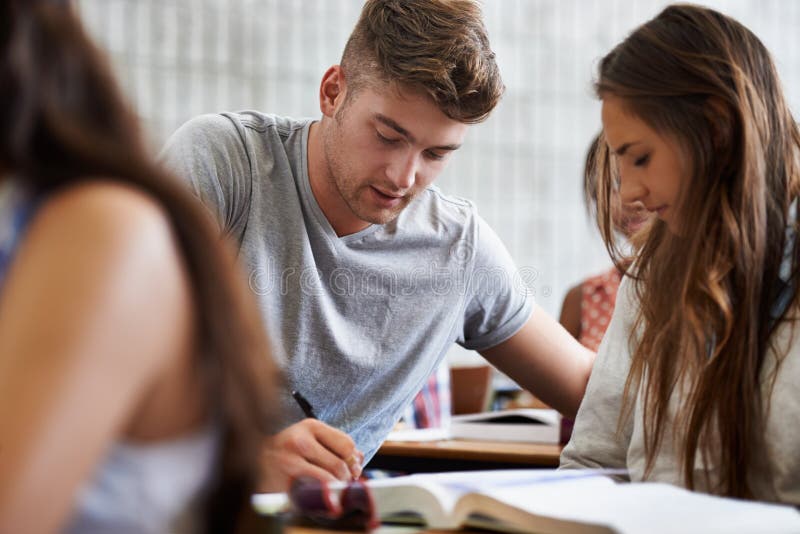 Working Towards Their Future. Students in a University Classroom. Stock ...