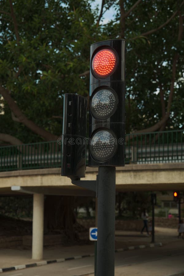 Working Traffic Light in the Park Stock Image - Image of urban ...