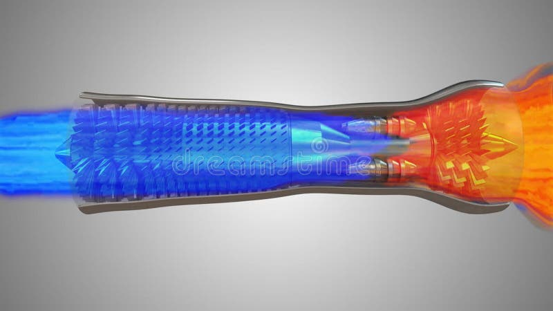 Working of Turbine Engine Showing Aerodynamics Visualization and Thrust ...