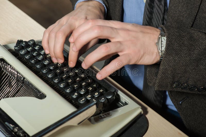 Working at the Typewriter Close Up Stock Image - Image of human ...