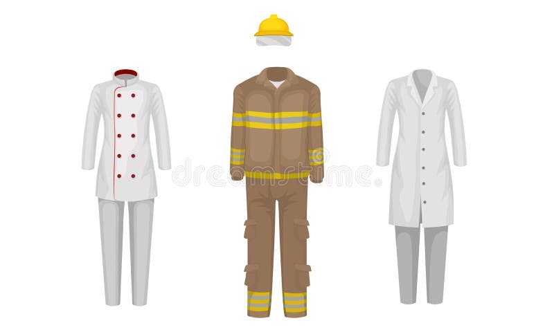 Working Uniform Vector Set. Wear and Clothing Suit for Different ...