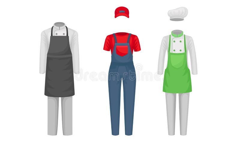 Working Uniform Vector Set. Wear and Clothing Suit for Different ...