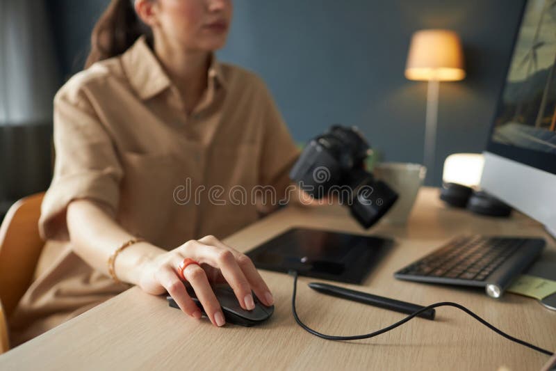 Working Using Computer and Camera in Comfortable Workspace Stock Image ...