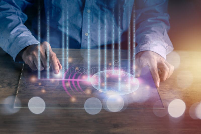 Working with Virtual Screen Stock Image - Image of connectivity ...