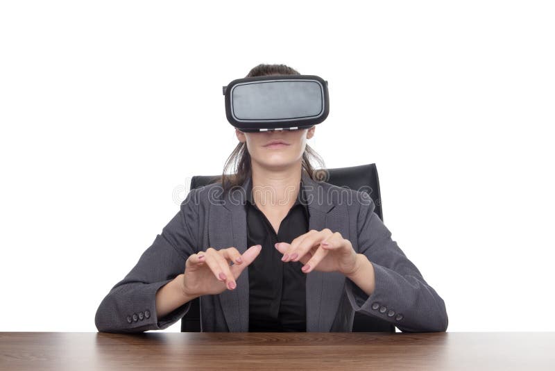 Working with a vr headset stock photo. Image of device - 100990720