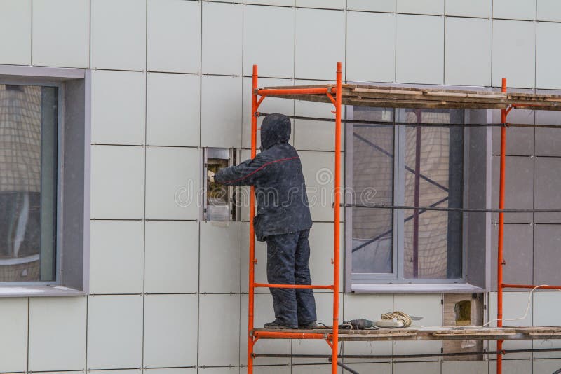 Working on the Wall - Stock Image Stock Photo - Image of worker, frame ...