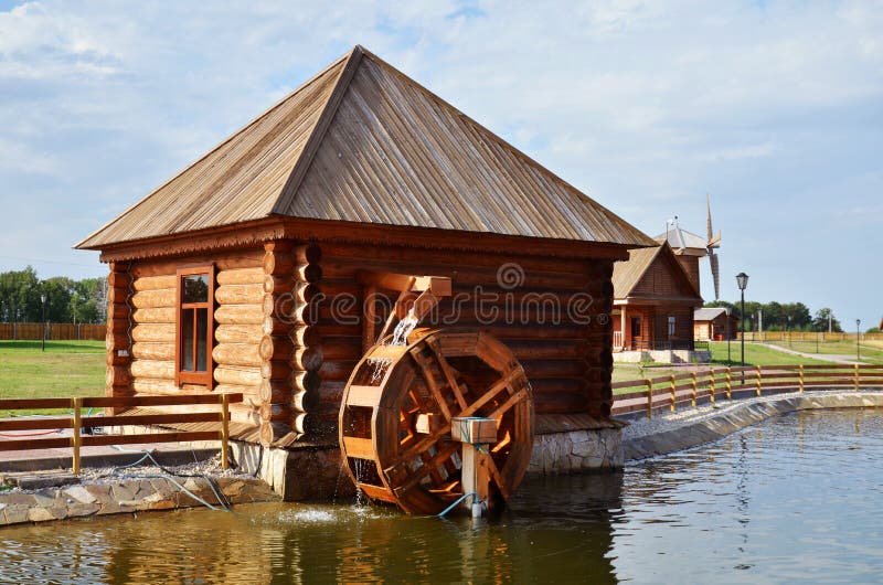 Working Water Mill in Russian Village Stock Photo - Image of organic ...