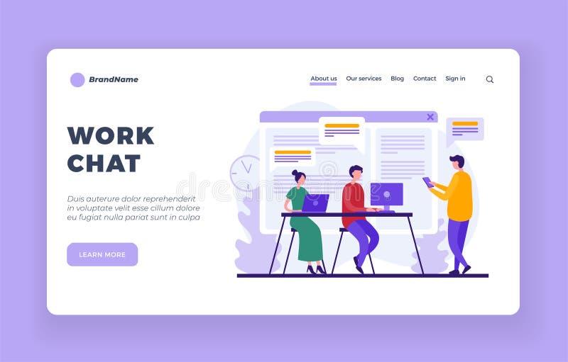 Working Web Chat. Digital Communication of Work Team in Office and ...