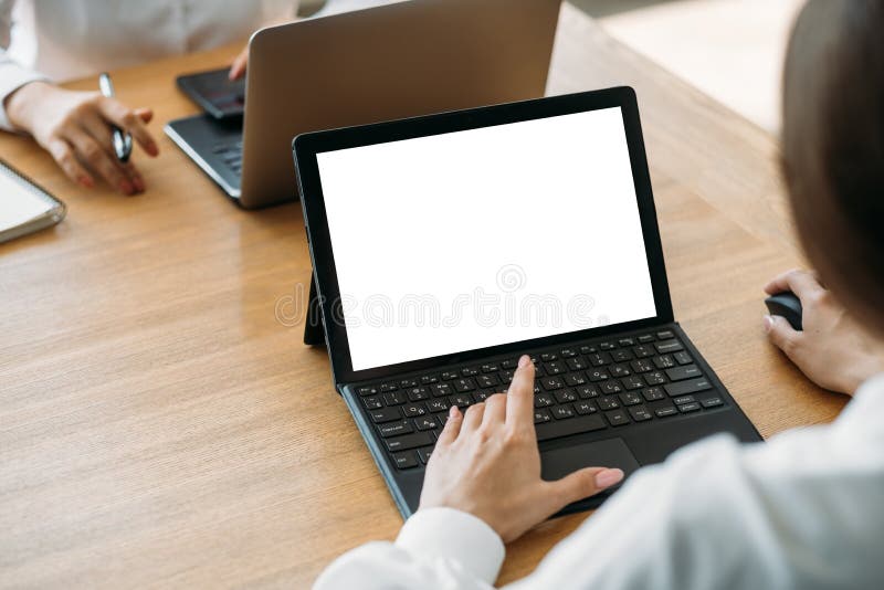 Working Woman Computer Mockup Office Routine Stock Image - Image of ...