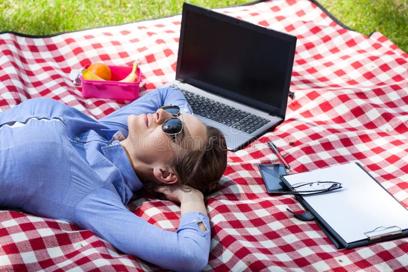 Working Woman Resting in Garden Stock Image - Image of elegant, manager ...