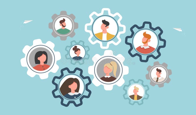 Working Wrenches Near Mechanism with Employees Stock Vector ...