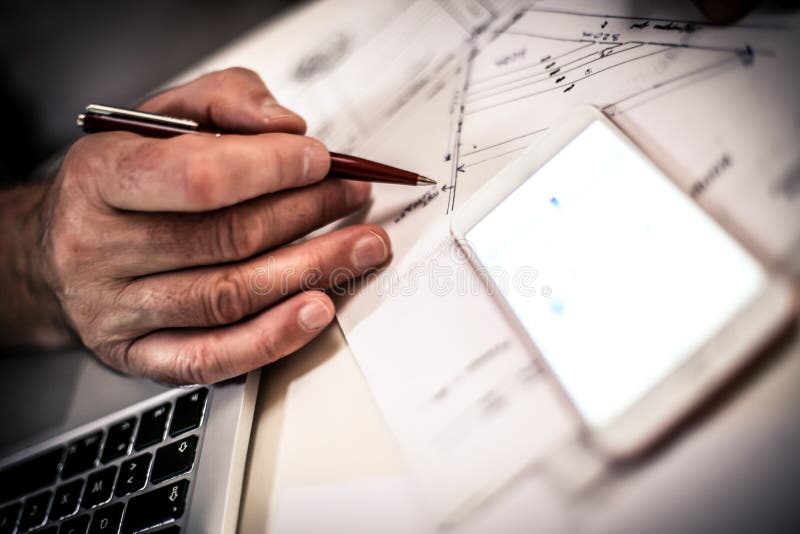 Working and Writing on Document. Close Up. Stock Photo - Image of ...