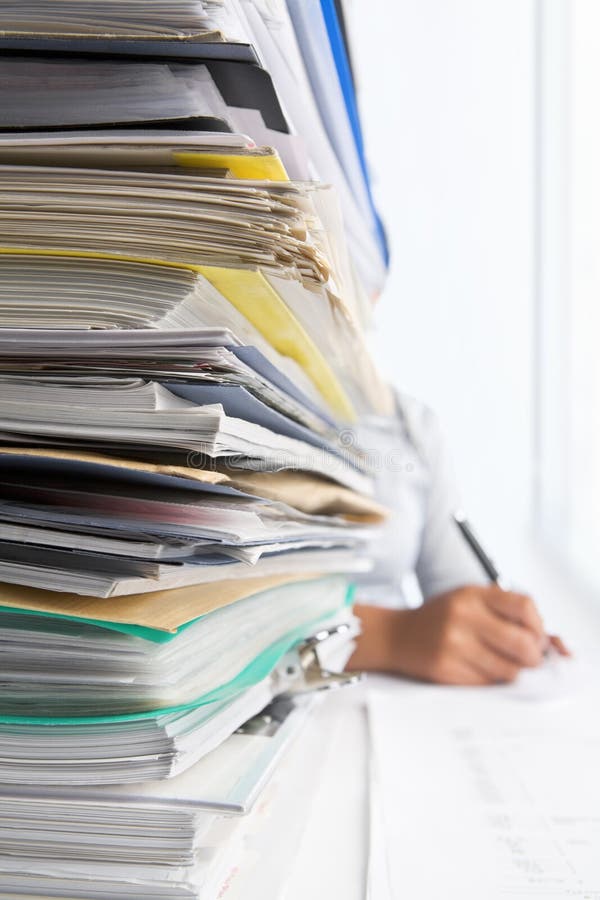 Put Paper into High Pile Paperwork Stock Photo - Image of workload ...