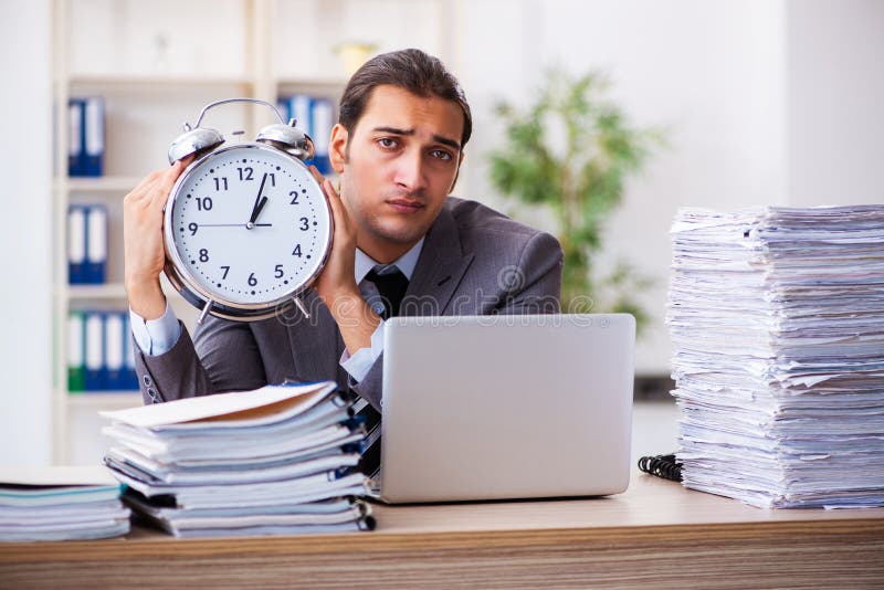 Workload Male Employee in Time Management Concept Stock Photo - Image ...