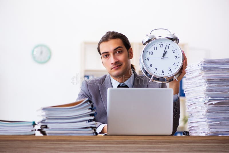 Workload Male Employee in Time Management Concept Stock Photo - Image ...