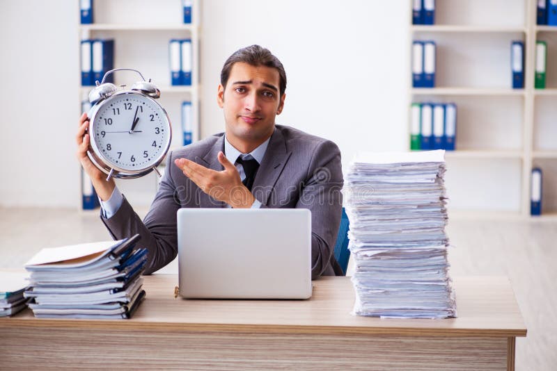 Workload Male Employee in Time Management Concept Stock Photo - Image ...