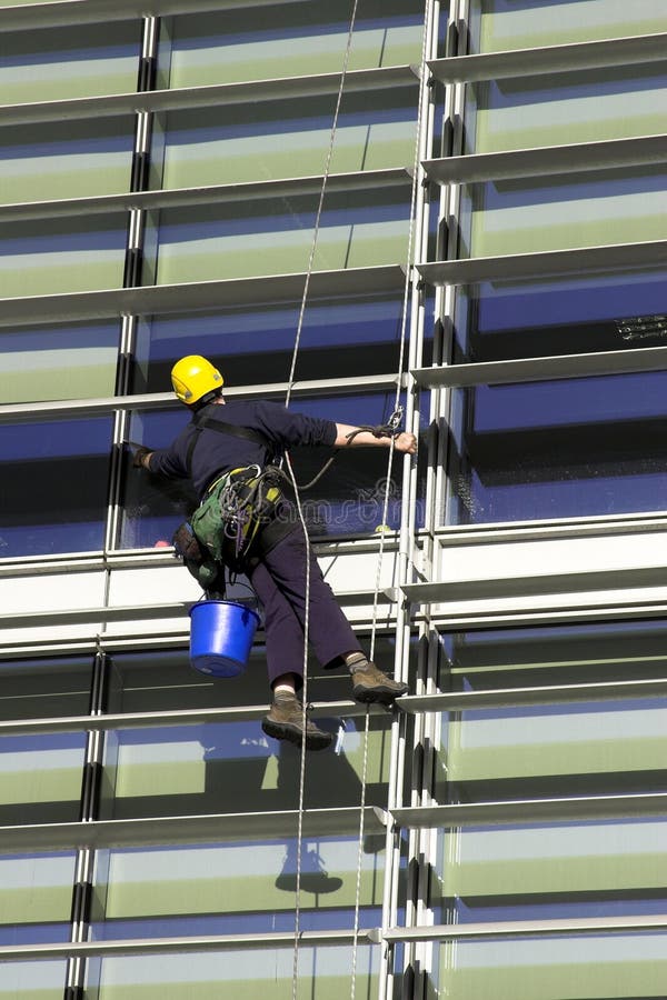 Workman Abseiling a Building Stock Image - Image of fall, building: 3598583