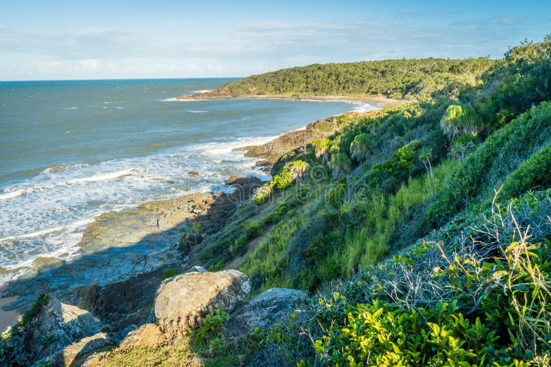 Agnes Water Main Beach in Queensland, Australia, at Sunset Stock Image ...