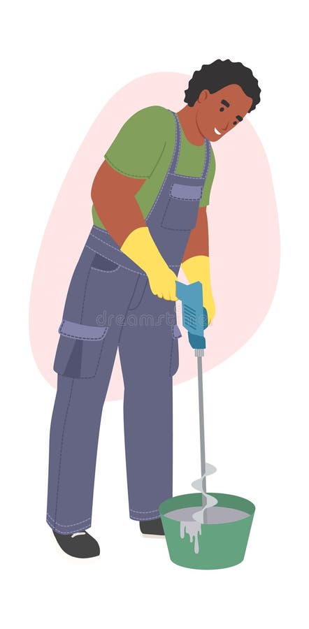 Workman Builder in Uniform Mixing Cement Vector Stock Vector ...