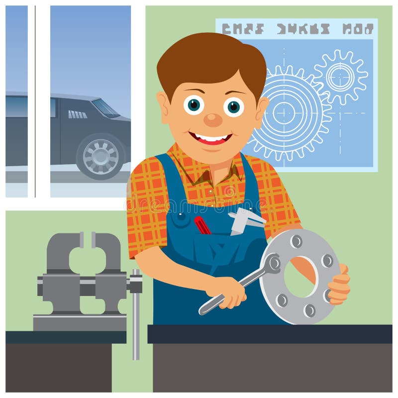 Workman of a Car Service Station at Work Stock Vector - Illustration of ...
