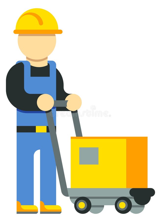 Workman with Cargo Box. Delivery or Storage Worker Stock Vector ...