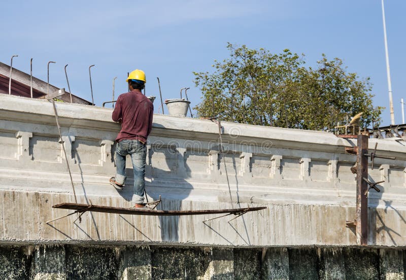 Workman in a Dangerous Situation Stock Photo - Image of handle, builder ...