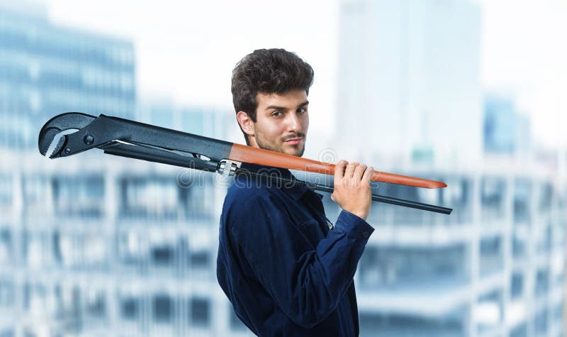 Man Huge Adjustable Spanner Stock Photos - Free & Royalty-Free Stock ...