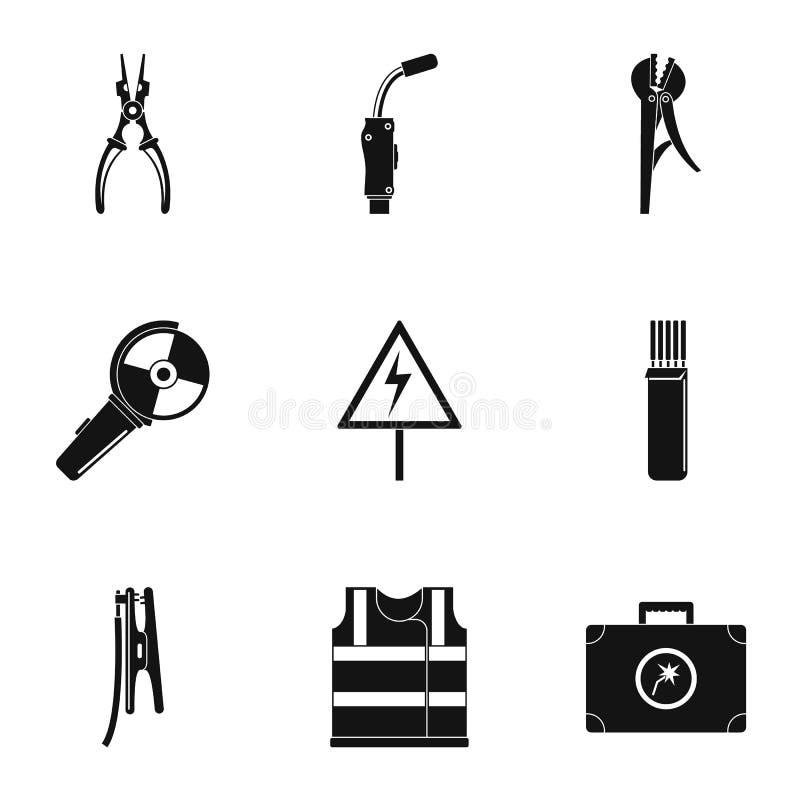 Workman Icons Set, Simple Style Stock Illustration - Illustration of ...