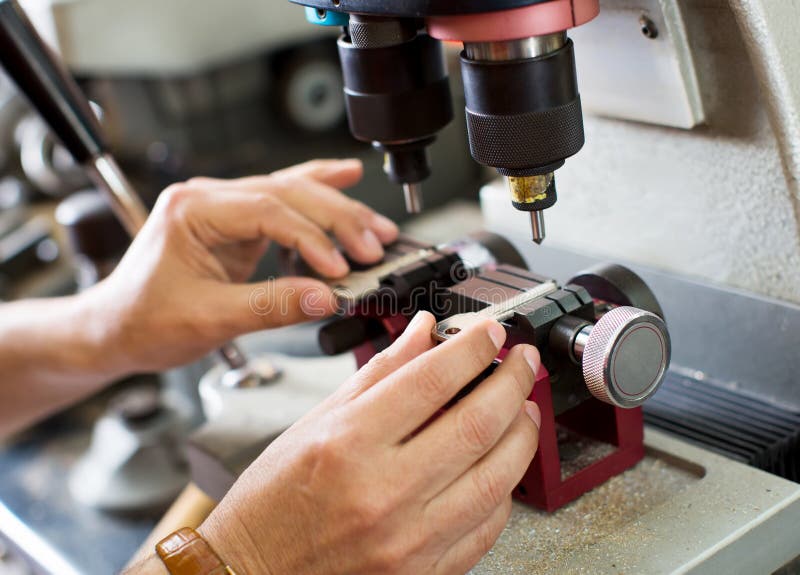 Workman Making Duplicates of Keys Stock Image - Image of people, cutter ...
